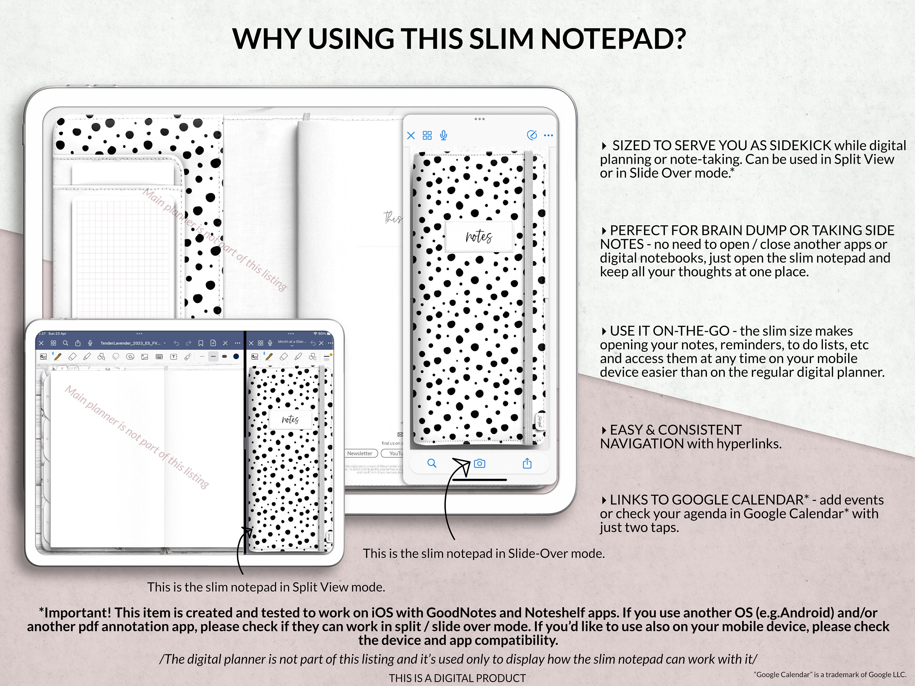 Realistic Digital Goodnotes Notebook With Tabs, Split View Digital ...