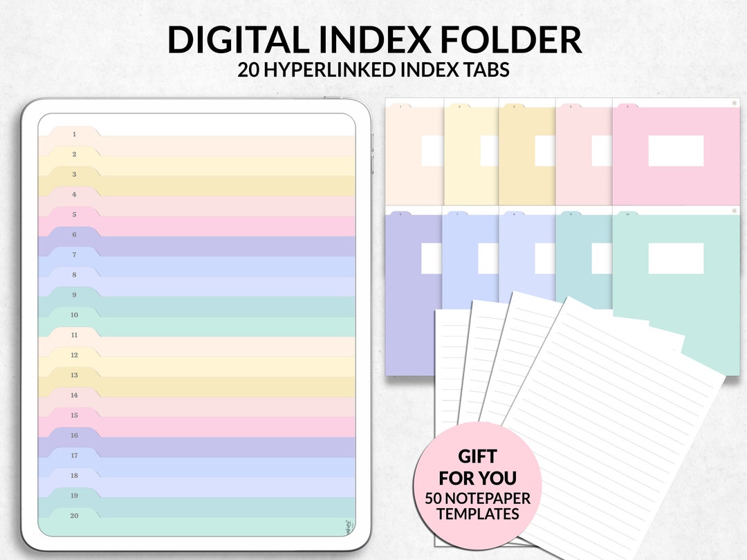 Digital Notes Organizer, Digital Index Folder for Digital Notebook ...