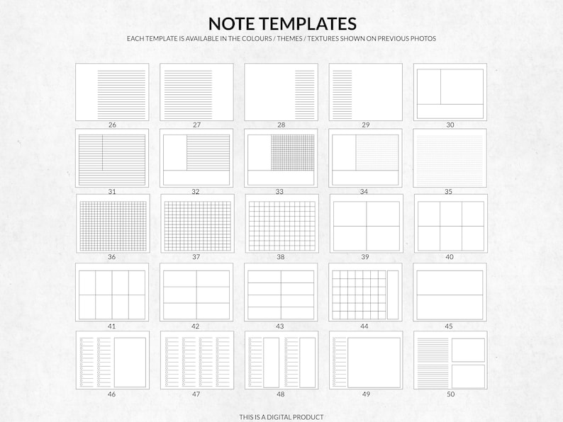 Digital Notes Paper, Landscape Digital Notebook Paper, Digital Note ...