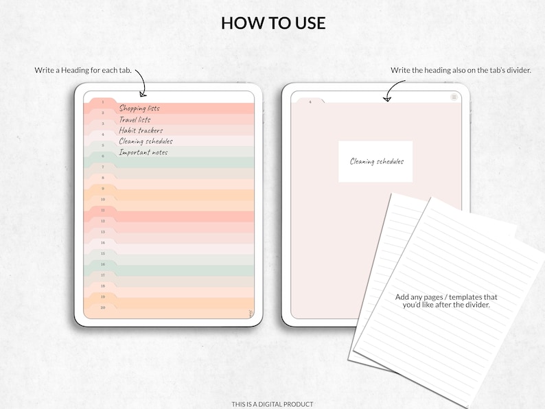 Digital Notes Organizer, Digital Index Folder for Digital Notebook ...