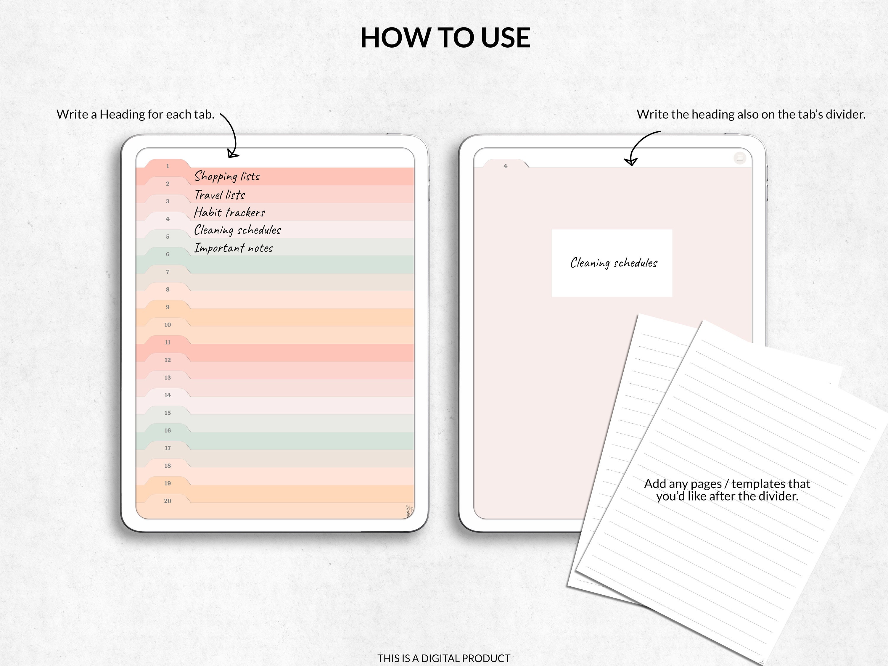 Digital Notes Organizer, Digital Index Folder for Digital Notebook ...