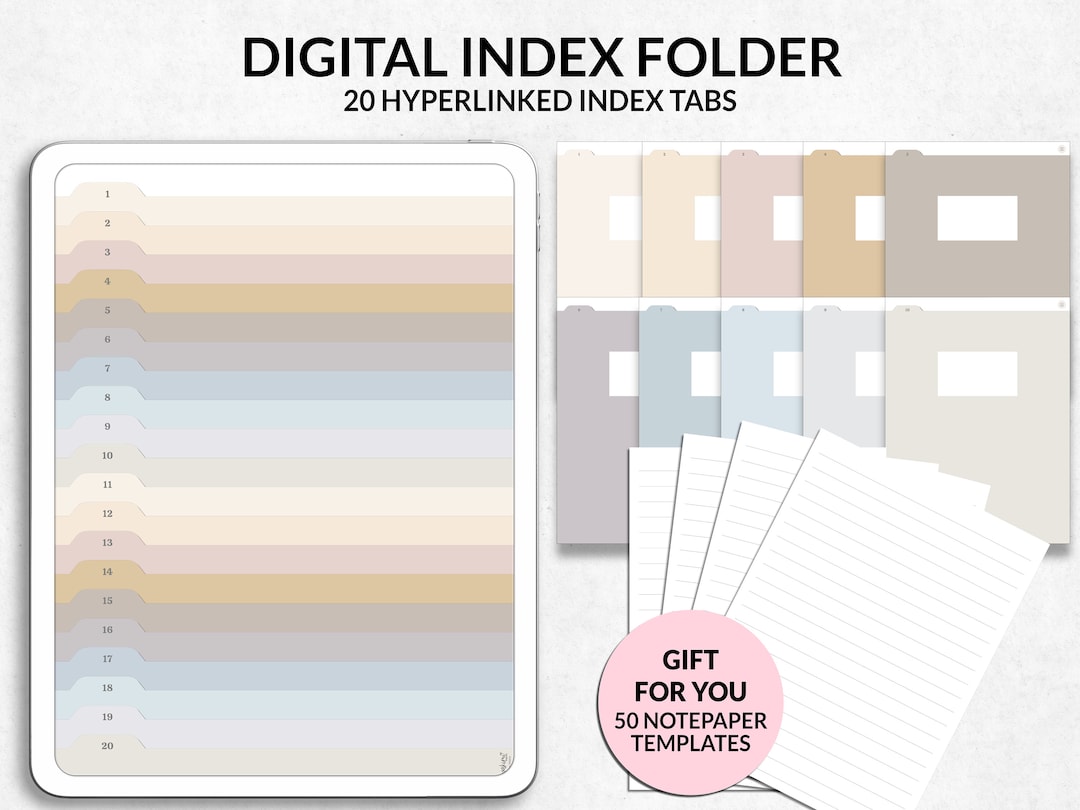 Digital Index Folder Organizer for Digital Notebook Templates and ...