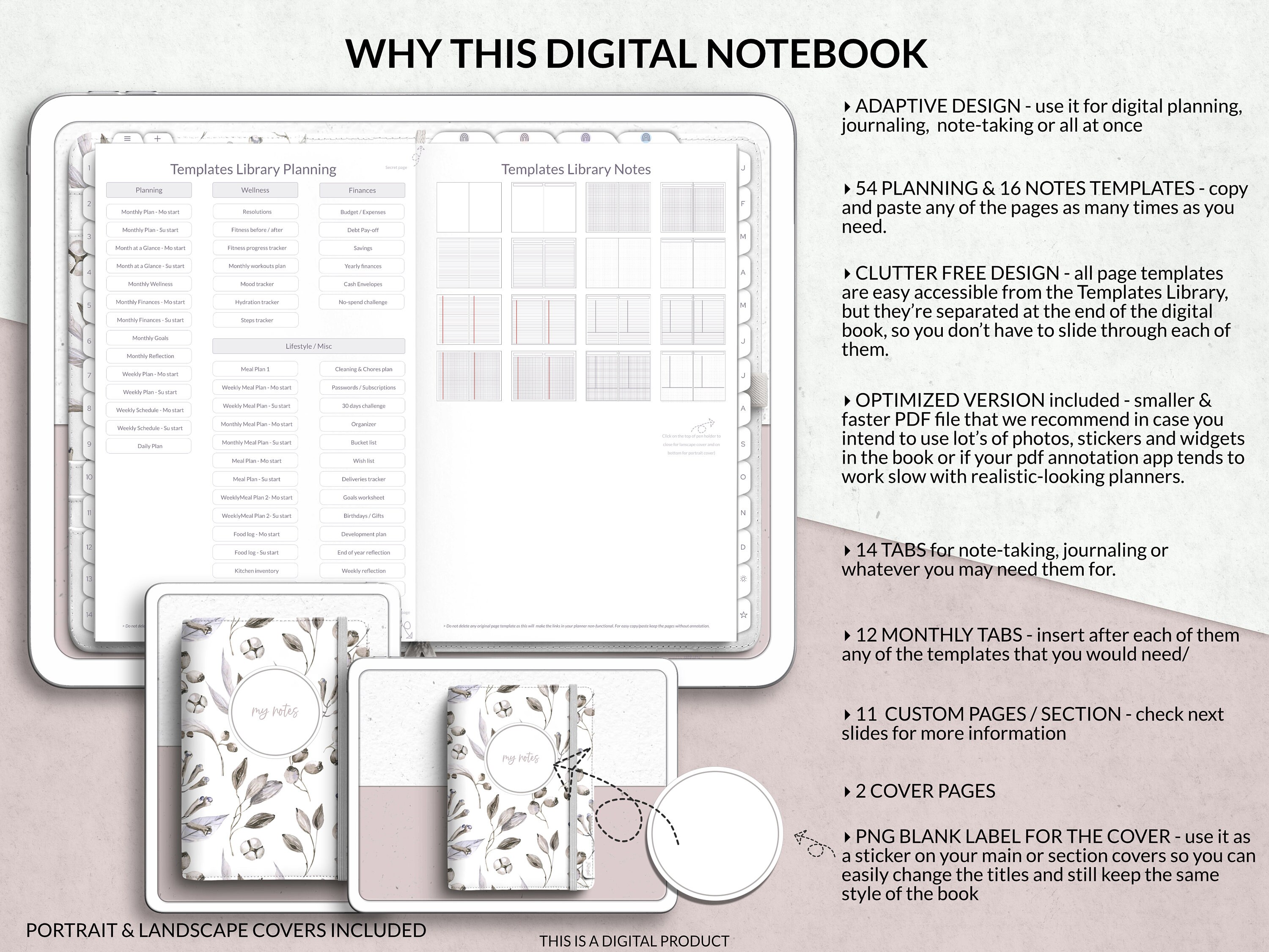 Digital Notebook, Digital Planner, Digital Notebook Journal, Goodnotes ...