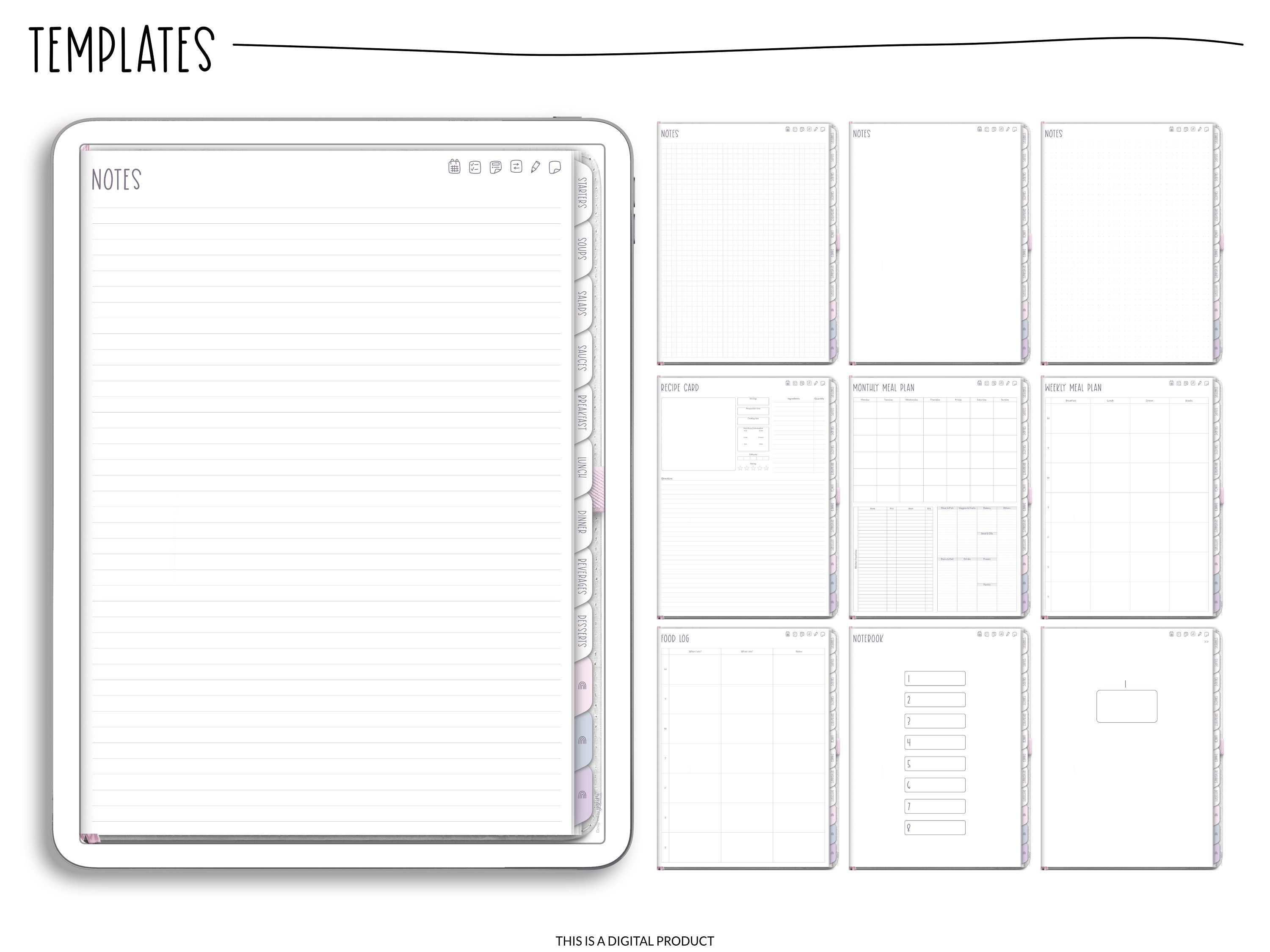 Digital Recipe Book for Goodnotes Noteshelf, Meal Plan, Groceries List ...