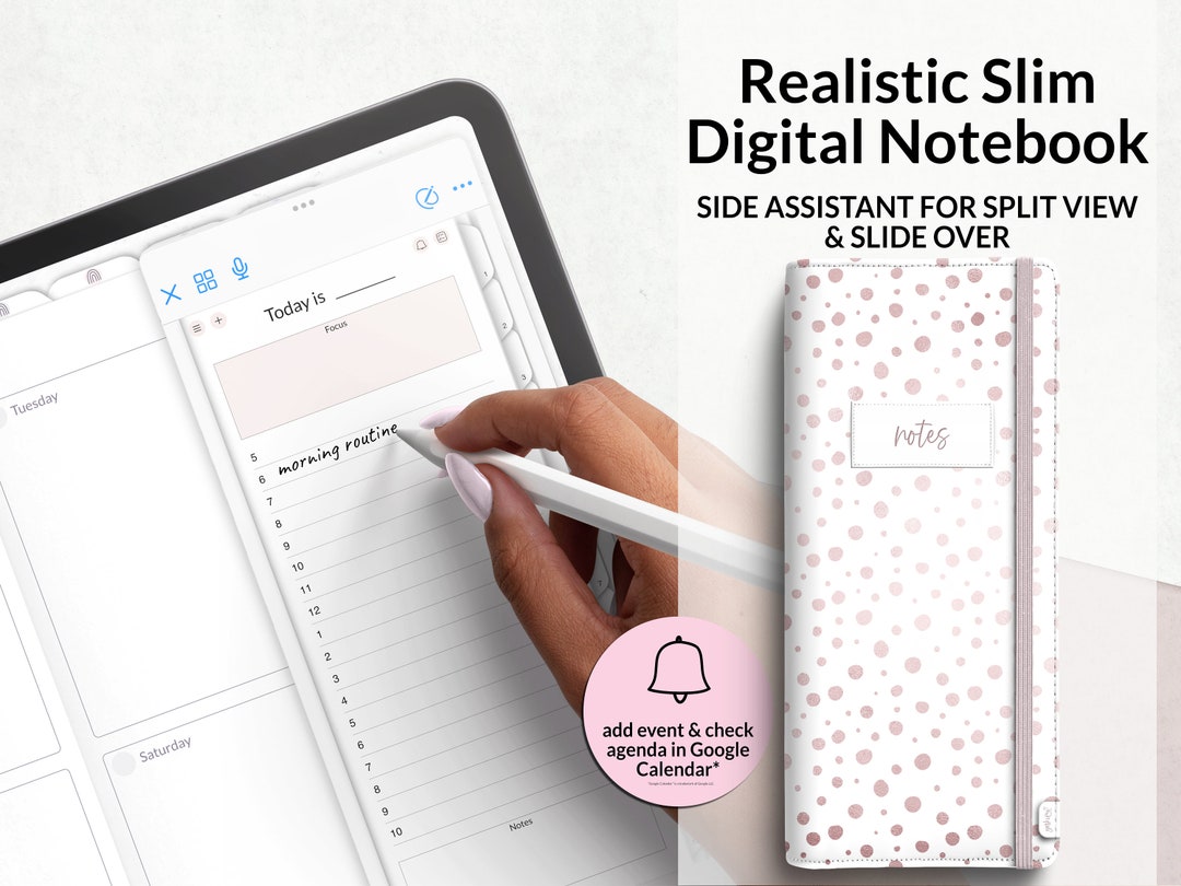 Realistic Digital Goodnotes Notebook With Tabs, Split View Digital ...