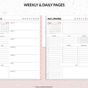 Digital Planner 2024 iPad Compatible, Portrait Monthly Weekly Daily ...