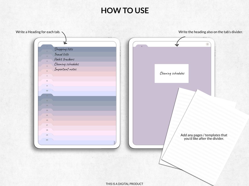 Digital Notes Organizer, Digital Index Folder for Digital Notebook ...