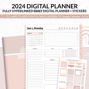 Digital Planner 2024 iPad Compatible, Portrait Monthly Weekly Daily ...
