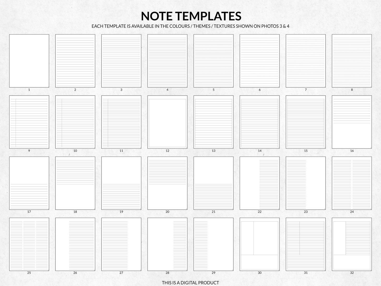 Digital Notepaper Templates, Paper Texture Digital Notebook Paper ...