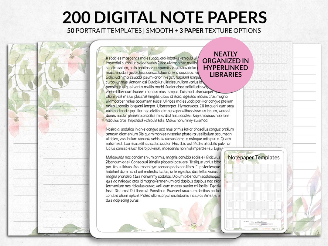 Digital Notepaper Templates, Paper Texture Digital Notebook Paper ...