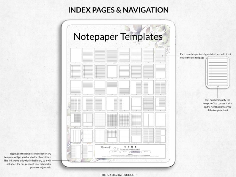 Digital Notepaper Templates, Paper Texture Digital Notebook Paper ...