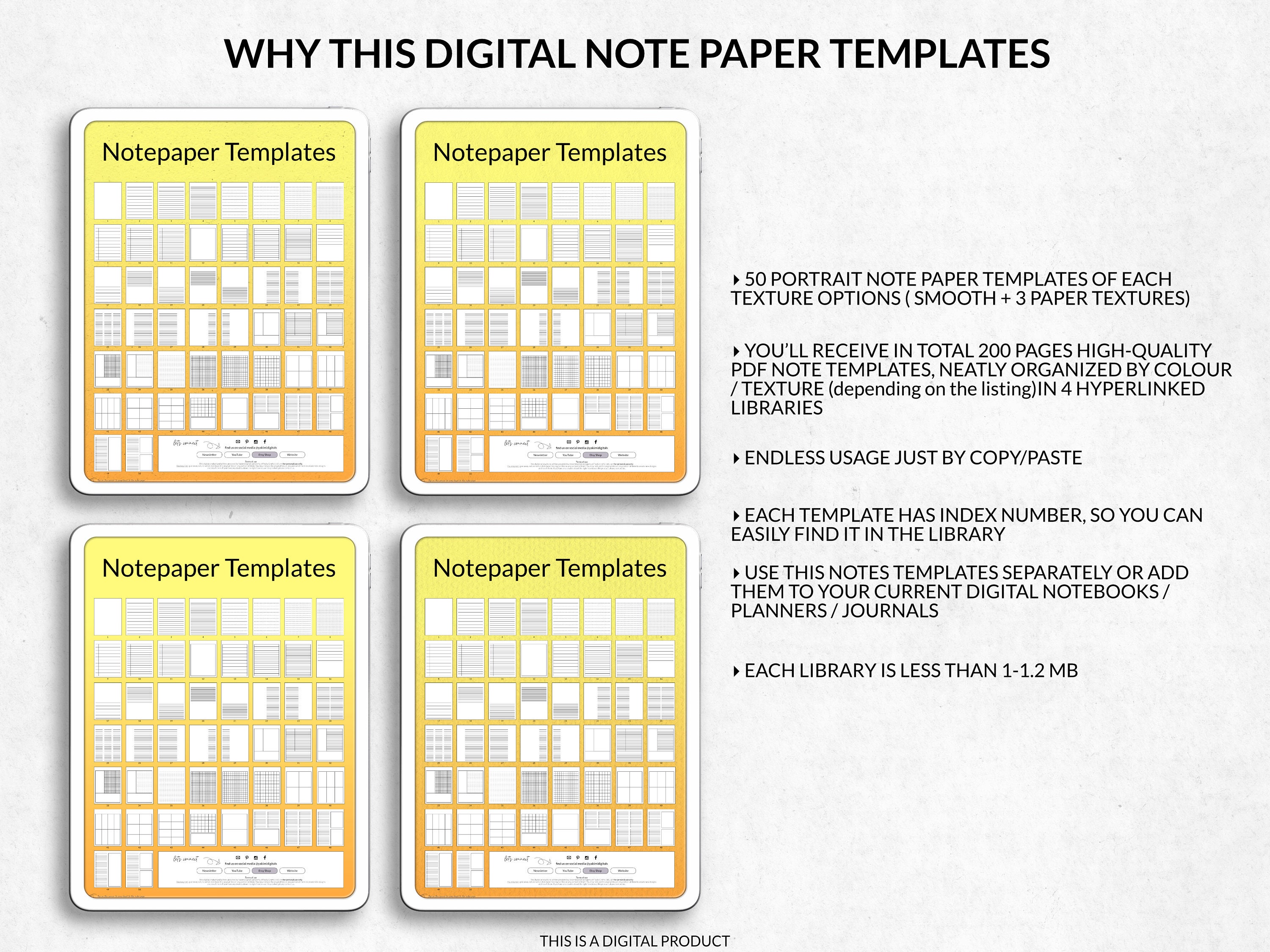 Digital Notepaper Templates, Gradient Digital Notebook Paper, Digital ...