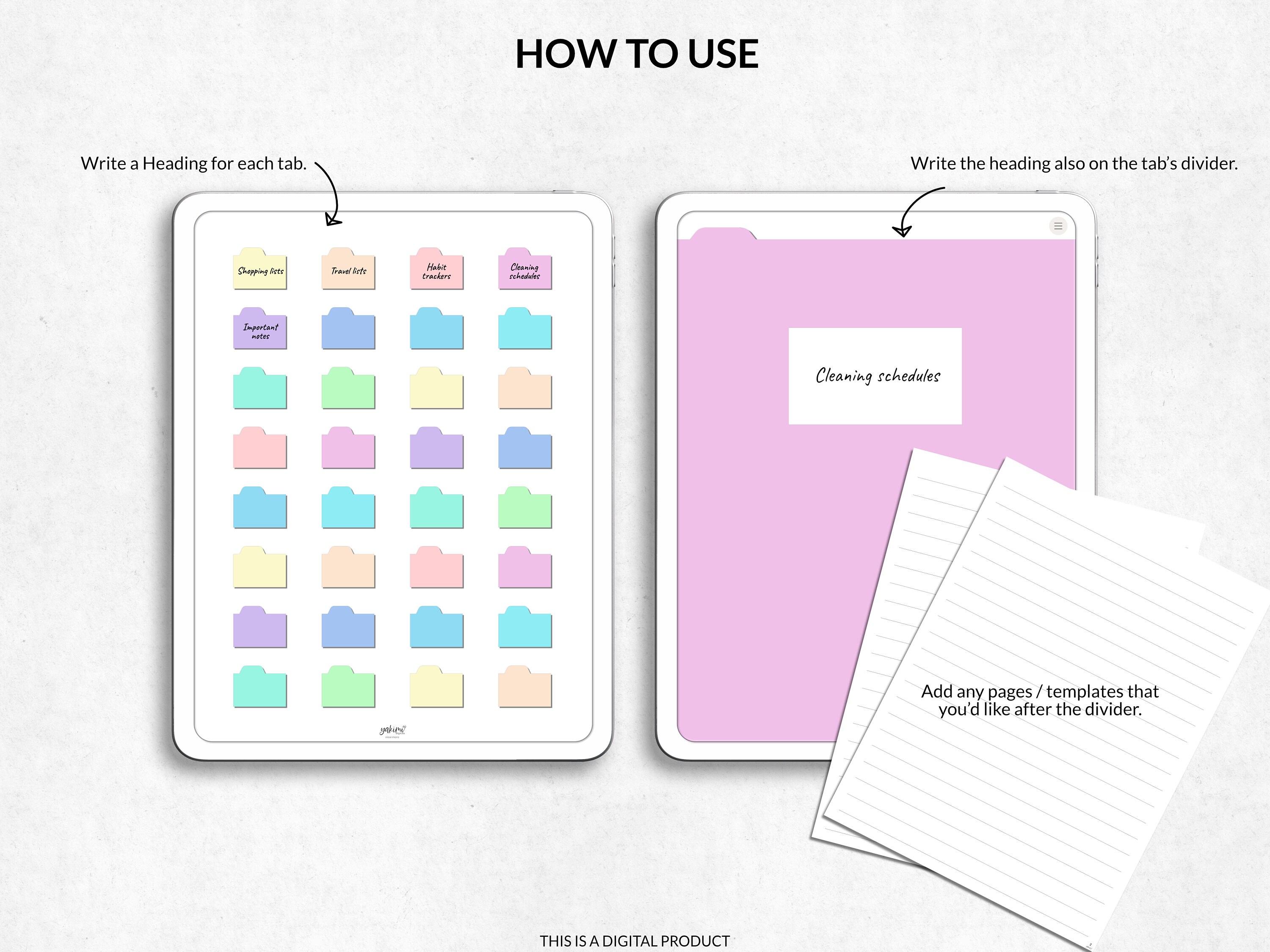 Digital Index Folder Organizer for Digital Notebook Templates and ...