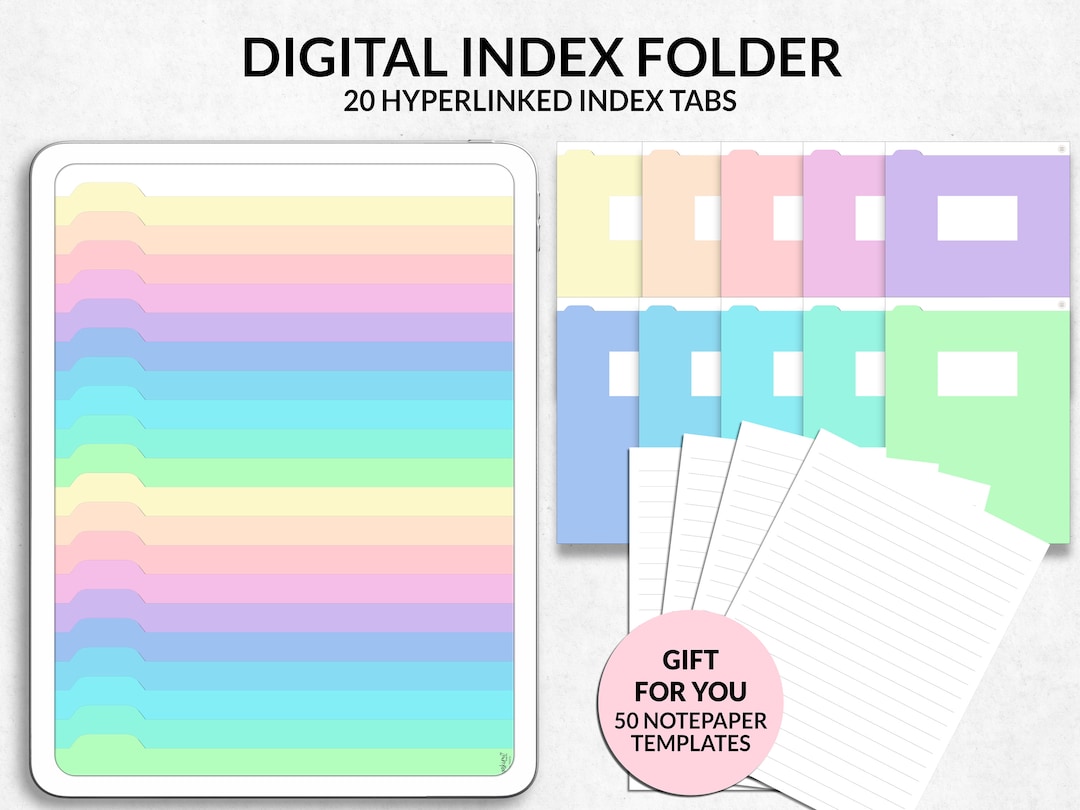 Digital Index Folder Organizer for Digital Notebook Templates and ...