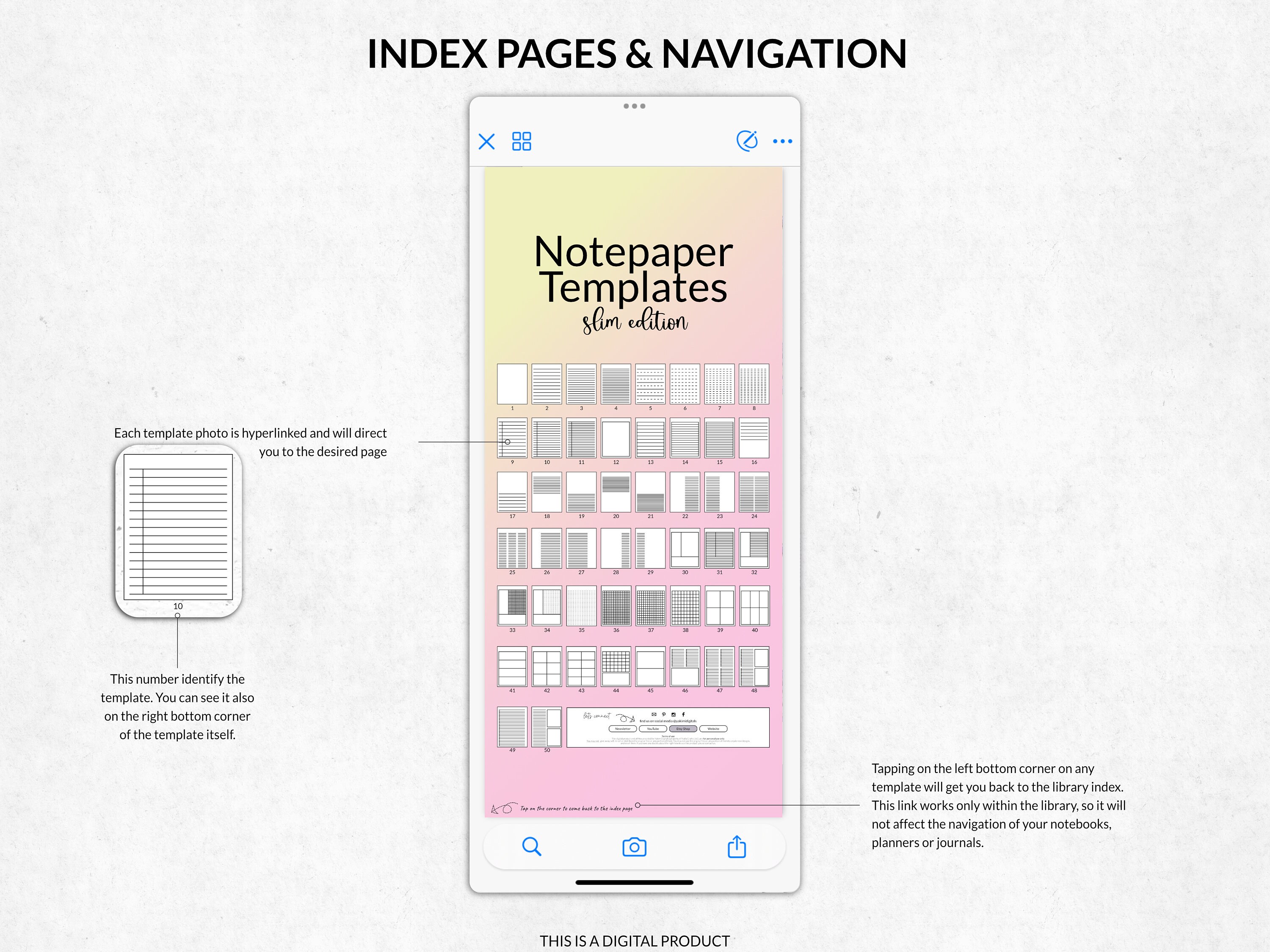 Digital Notepaper Templates, Gradient Digital Notebook Paper, Digital ...