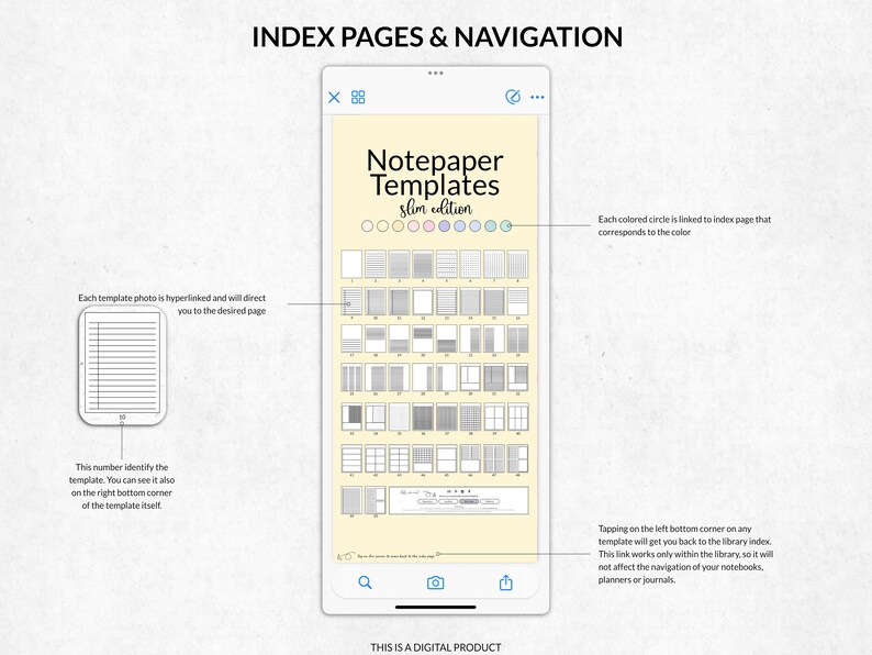 Digital Notebook Template for Split Screen, Digital Note Taking Widget ...