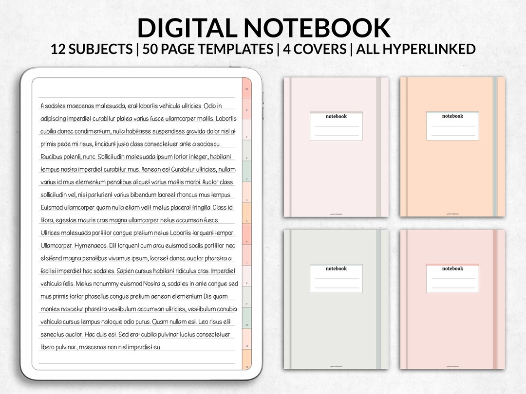 Digital Notebook for iPad and Android, Portrait Digital Notebook Covers ...