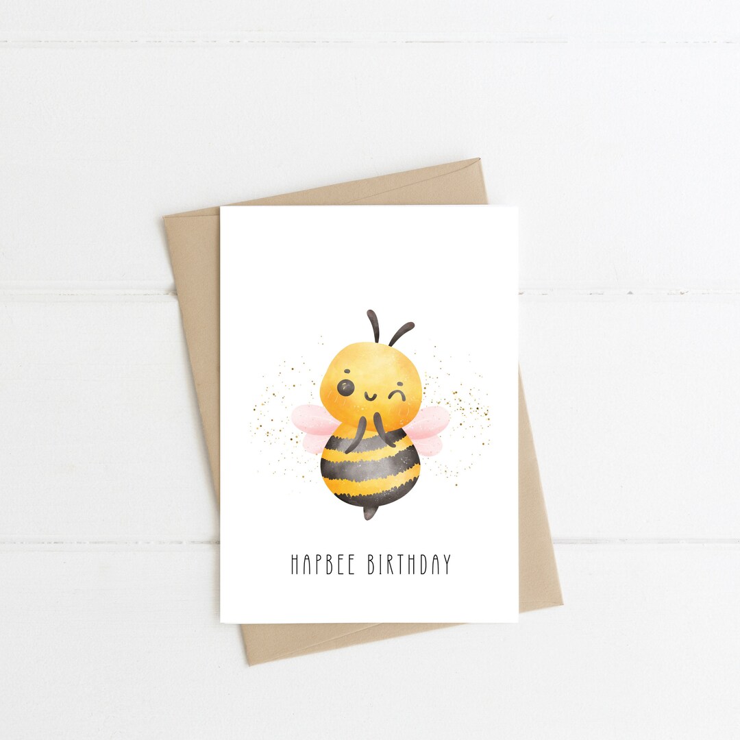 Birthday Card Happy Birthday hapbee Birthday A6, Watercolor, Textured ...