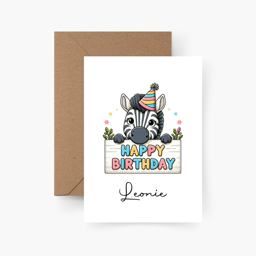Birthday Card Personalized With Name A6, Birthday Card Animal, Happy ...