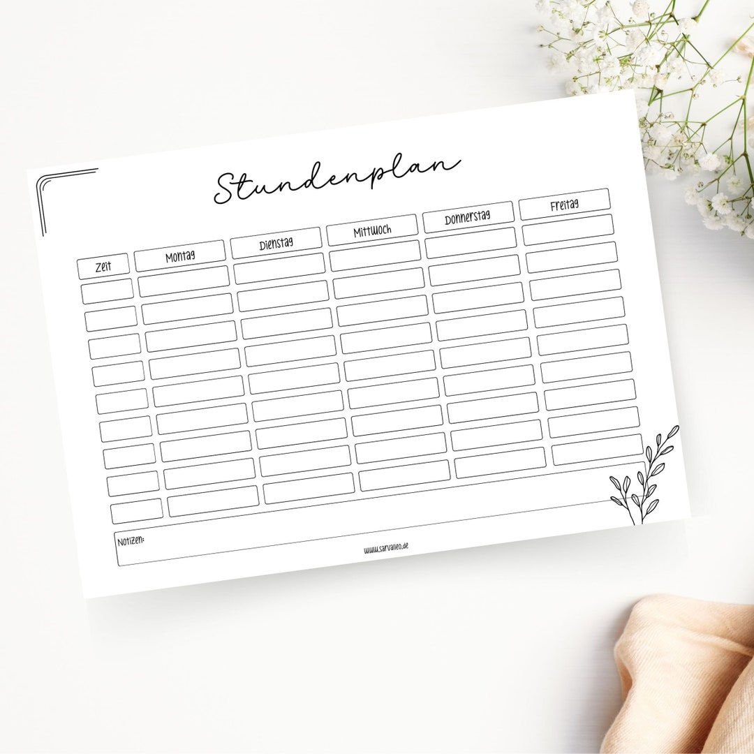 Minimalist Timetable Laminated, School, University, School Time Planner ...