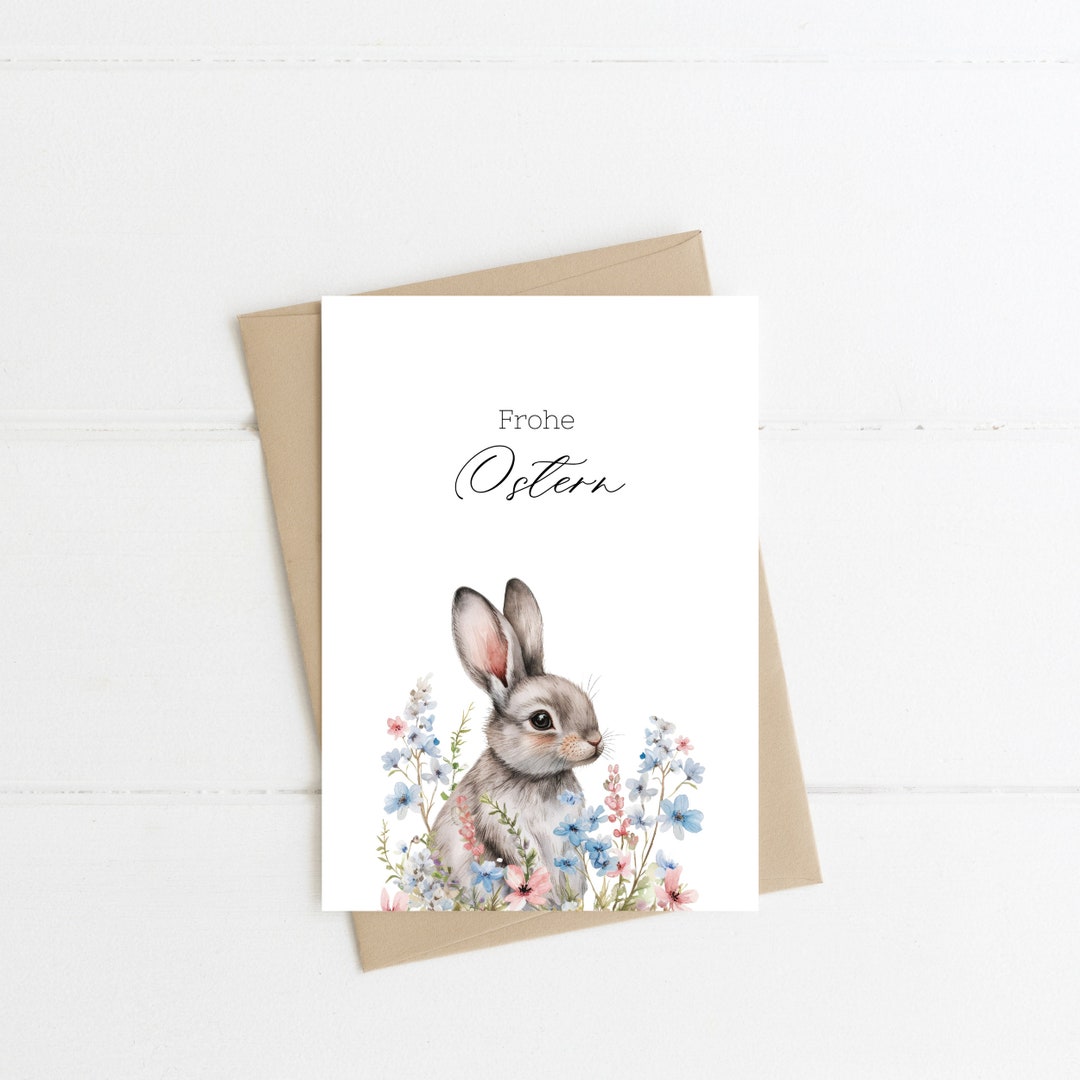 Easter Bunny Easter Card, Watercolor, Textured Paper, Easter Card Set ...