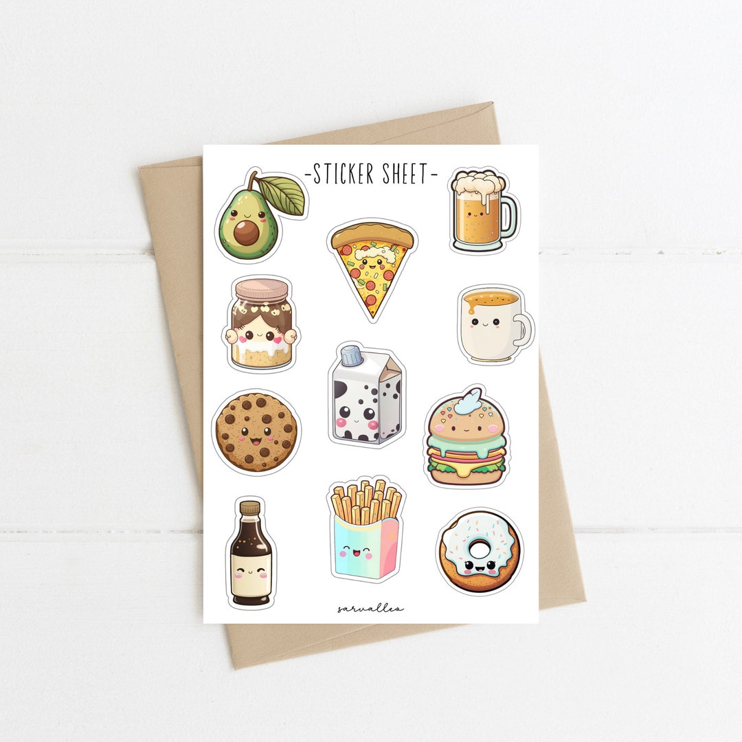 Kawaii Food Sticker Sheet Food Stickers Journal Stickers - Etsy