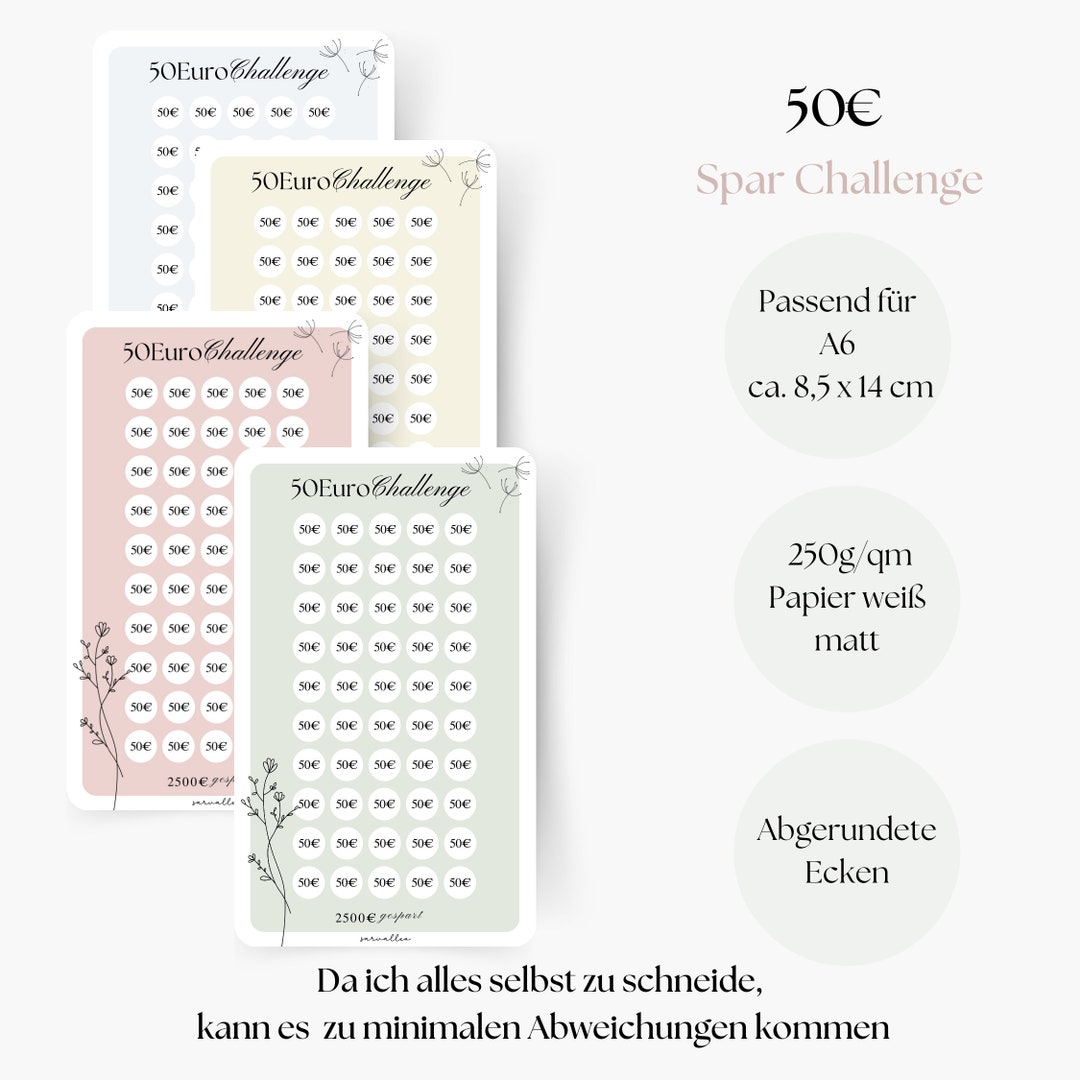 50 Euro Challenge, Spar Challenge, Sparchallenge, Sparen mit Challenges ...