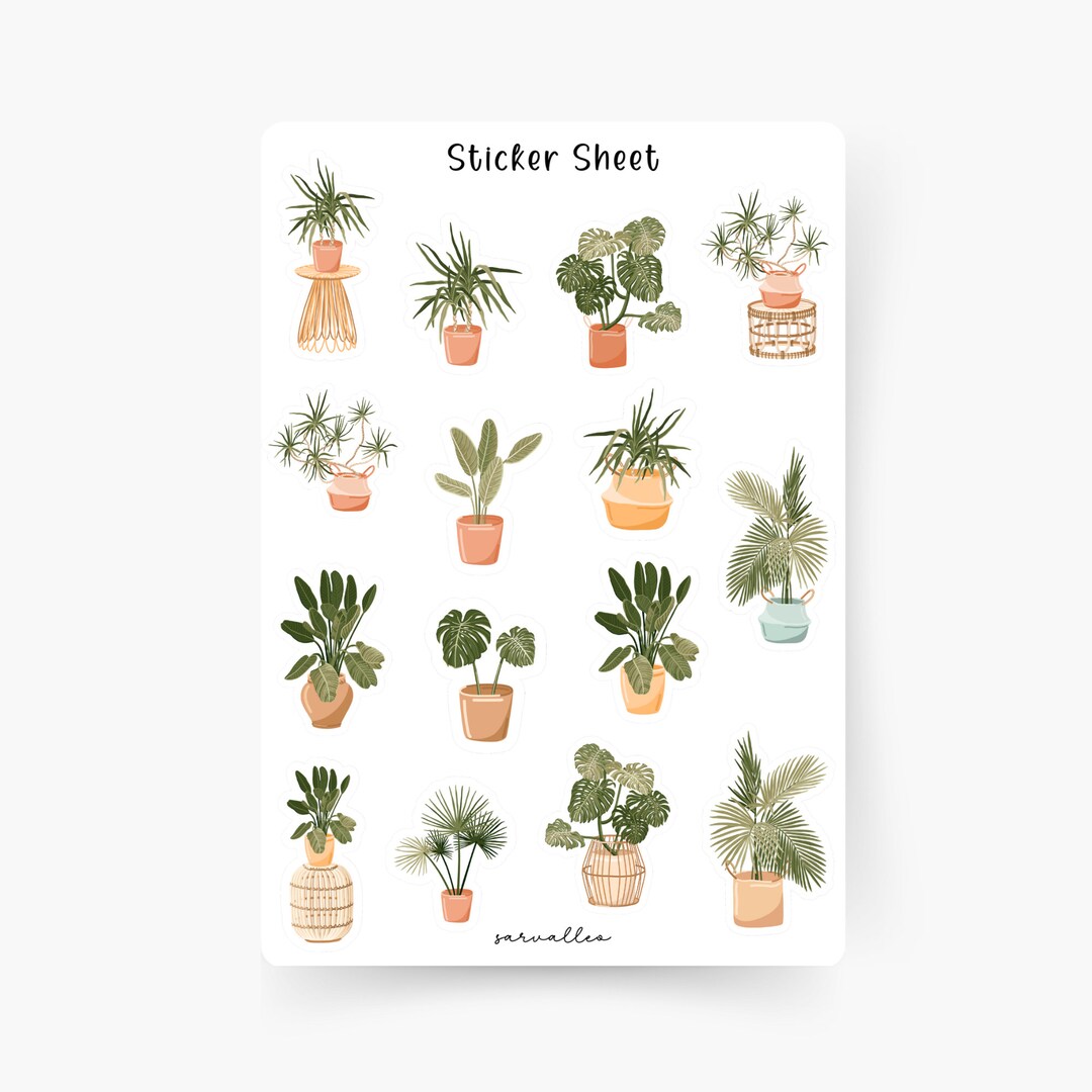 Plants Sticker Sheet, Potted Plants, Nature, Flowers, Green, Home ...