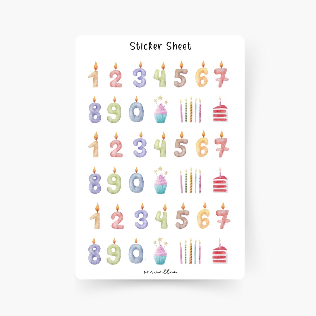 Birthday Sticker Sheet, Sticker Happy Birthday, Journal Sticker ...