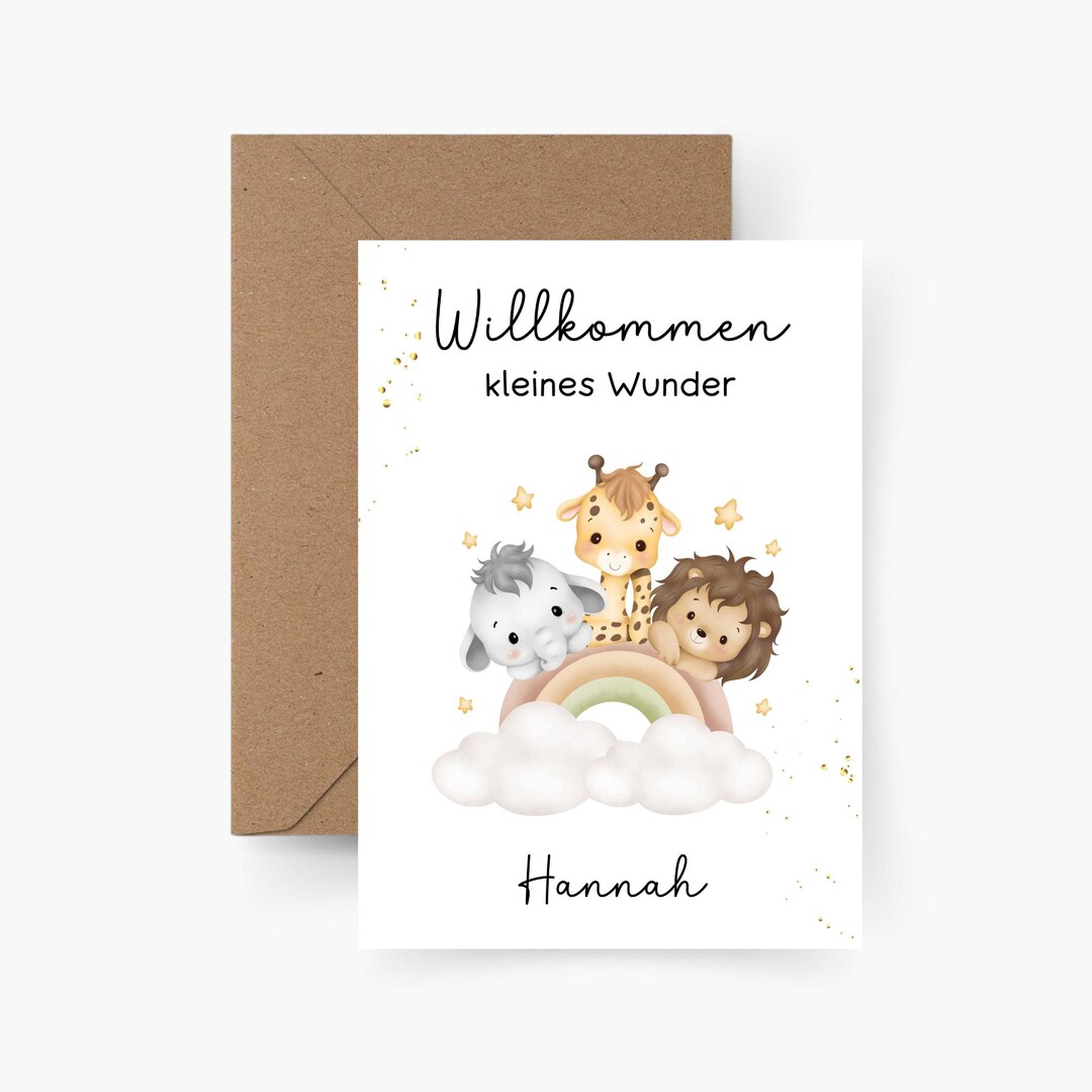 Personalized A6 Birth Card, Welcome Little Miracle, Personalized Birth ...