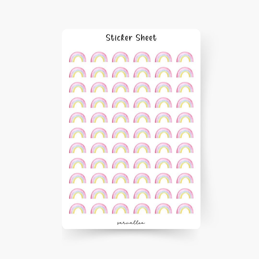 Mini Rainbow Sticker Sheet, Colorful Rainbow, Rainbow, Summer, Kids ...
