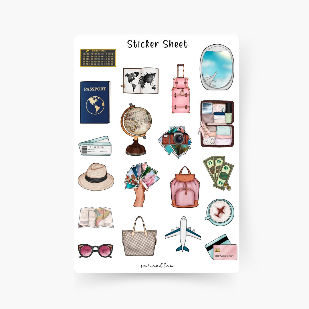 Travel Sticker Sheet, Vacation, Travel Diary, Summer, Excursion, City ...