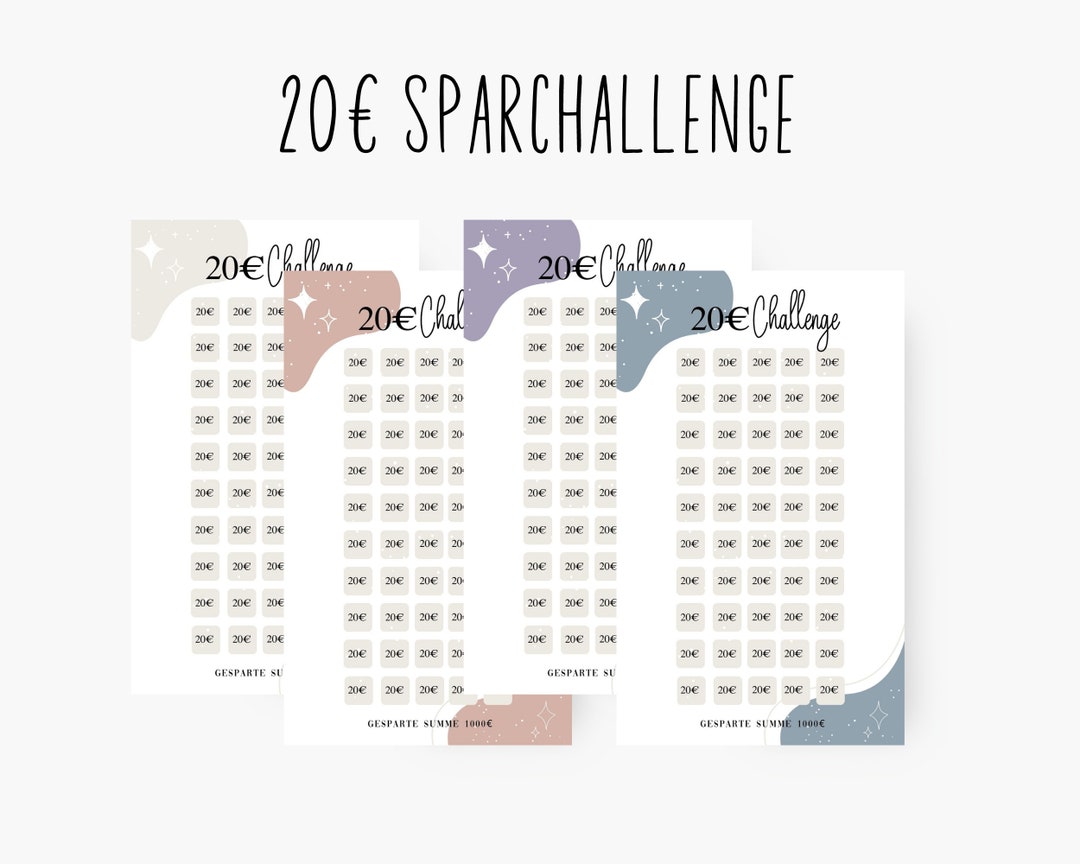 20 Euro Challenge Spar Challenge Sparchallenge Sparen Mit - Etsy