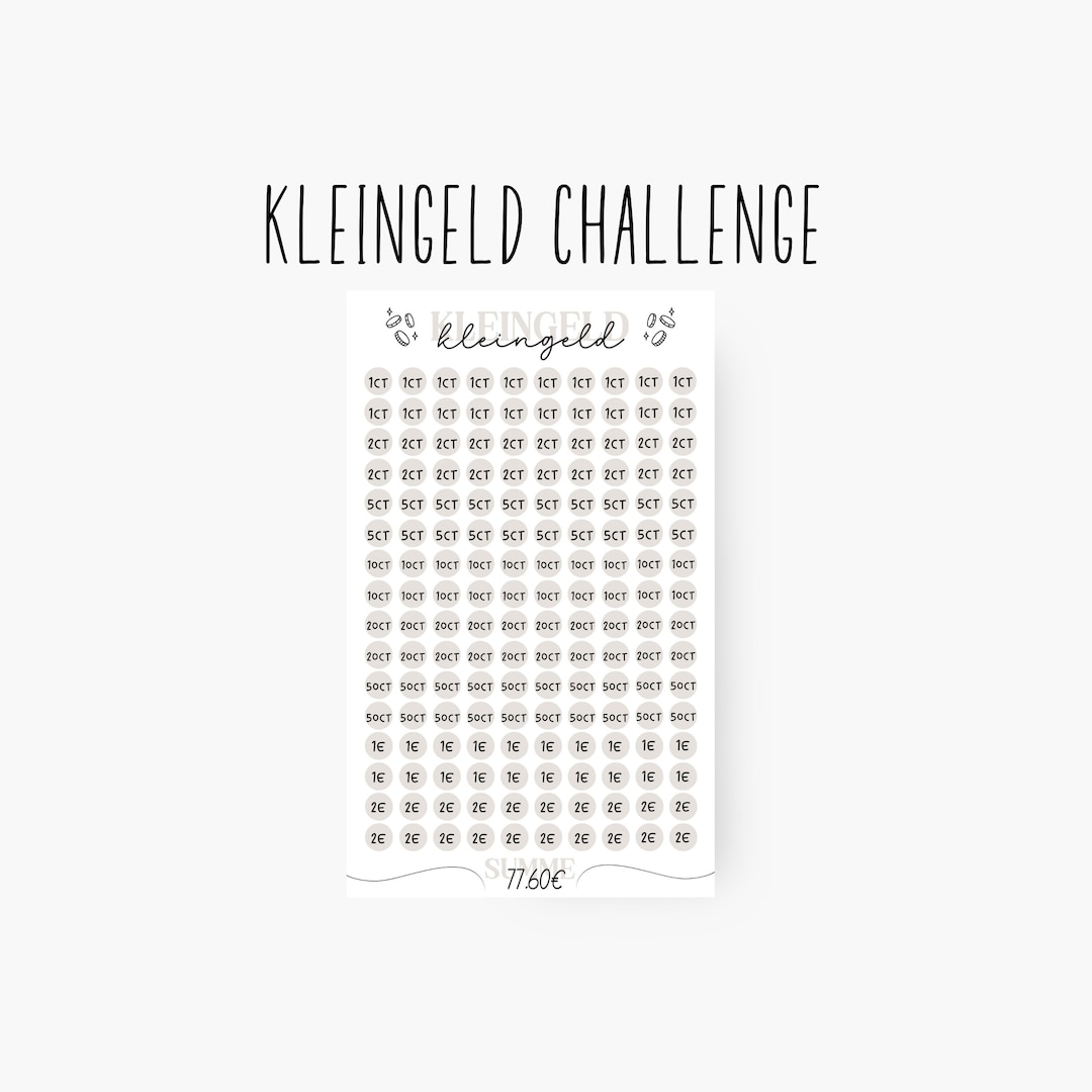 Kleine Kleingeld Challenge, Spar Challenge, Sparchallenge, Sparen mit ...