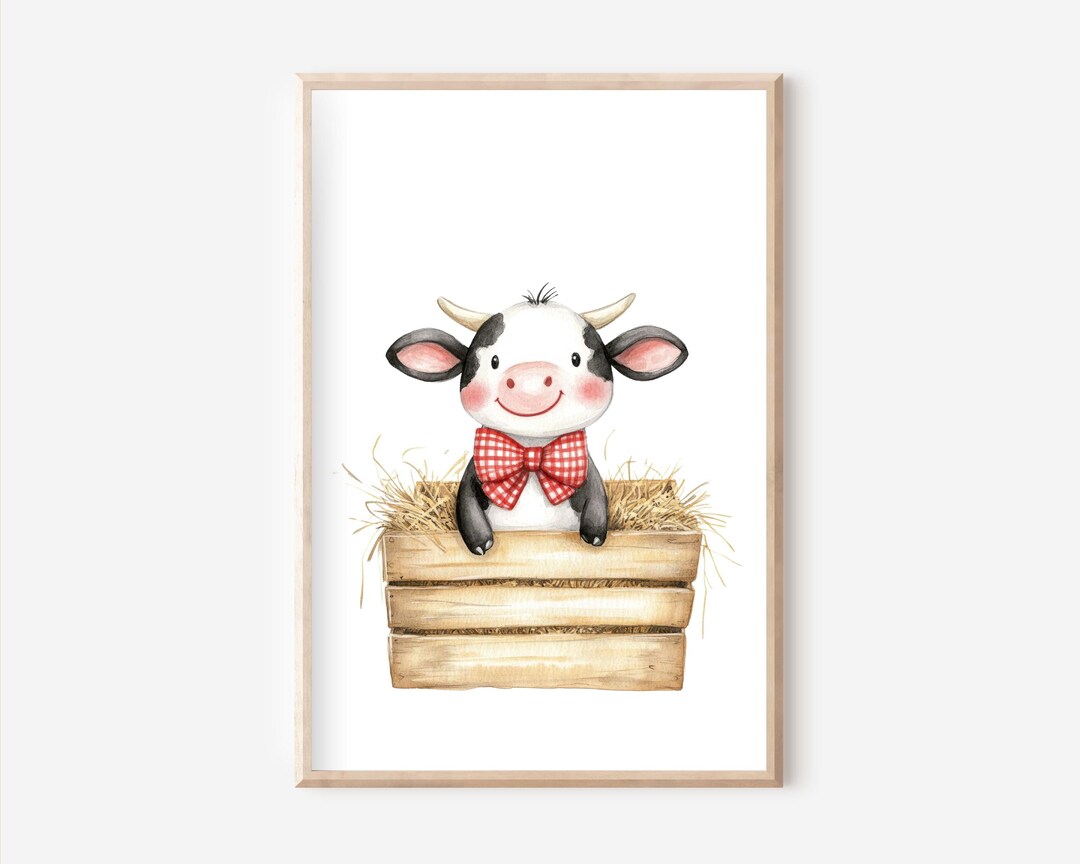 Cow Poster A4, Poster Set, Farm Animals Poster, Farm Wall Art, Animal ...