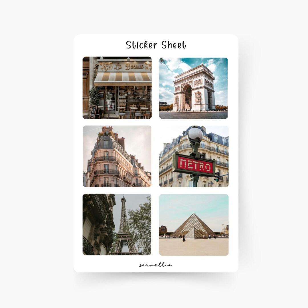 Paris Sticker Sheet, Spring, Parisian, Summer, Aesthetic, City, City ...