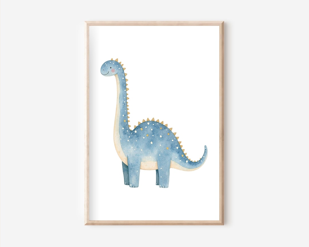 Dinosaur Blue Poster A4, Poster Set, Dino Poster, Dino Wall Picture ...