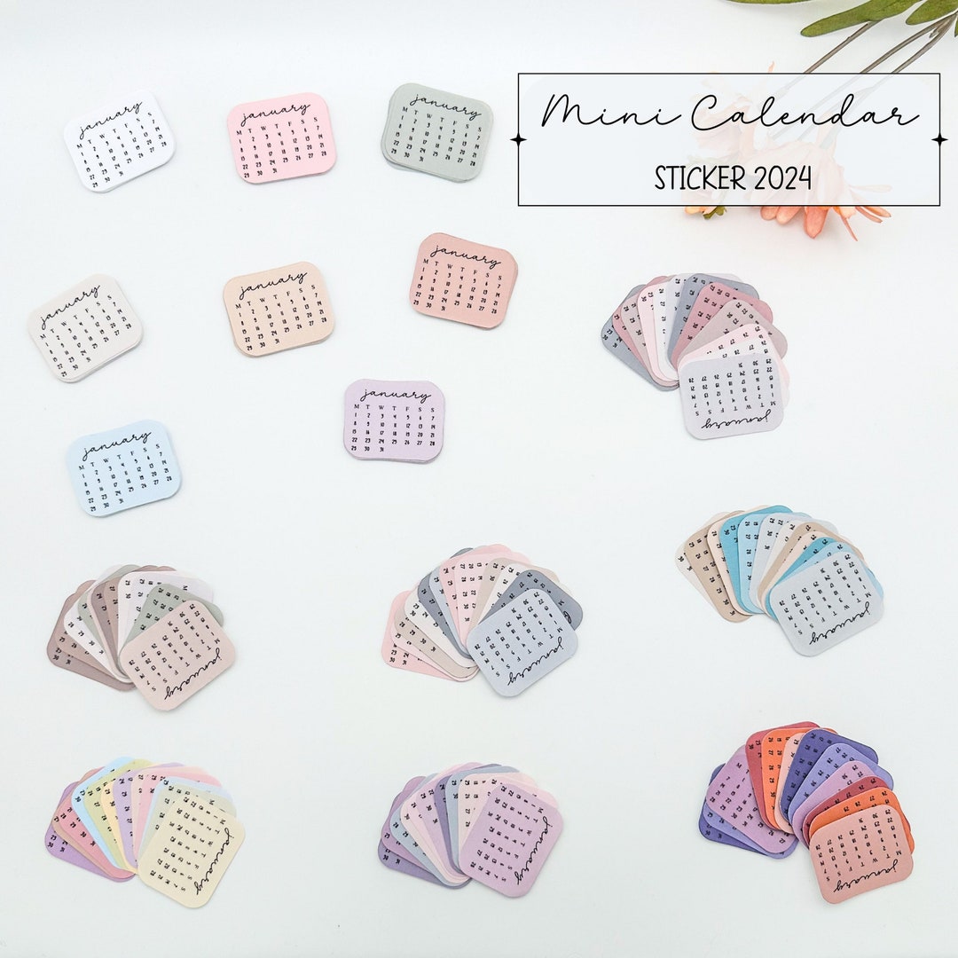 2024 Mini Calendar, 2024 Mini Calendar Stickers Set, Stickers, Bullet ...