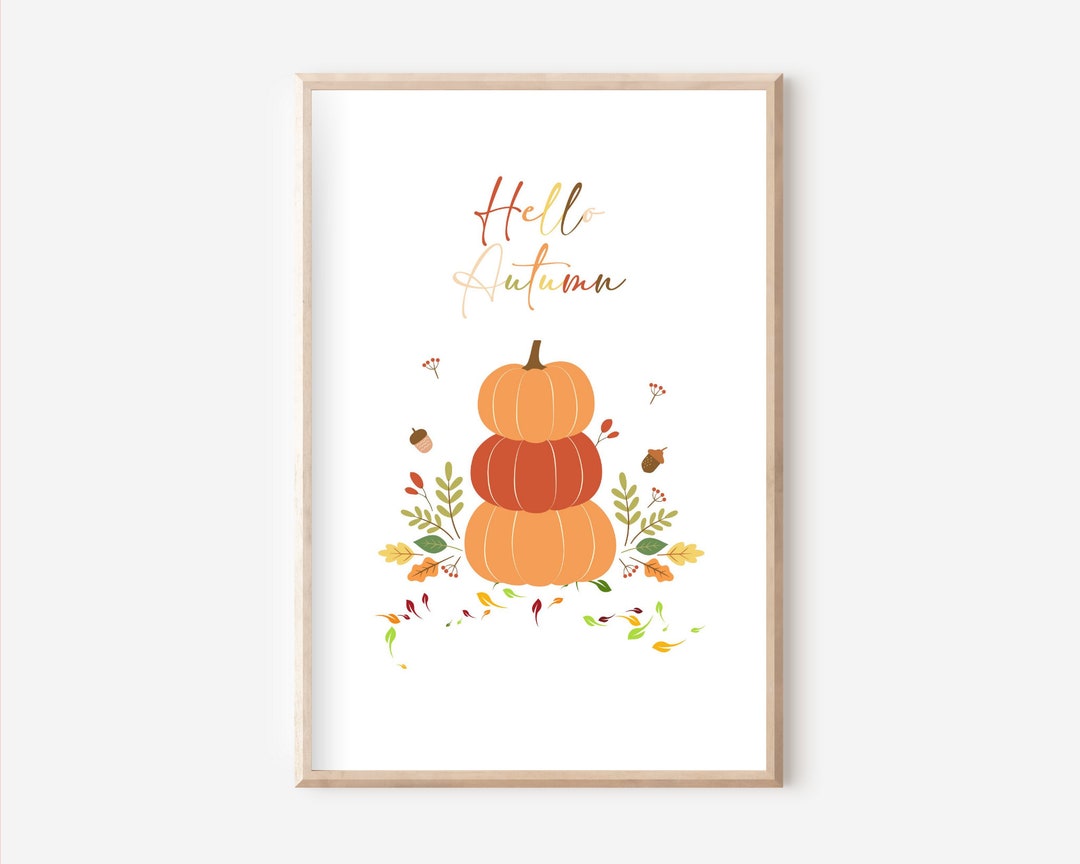 Hello Autumn Poster A4, Autumn Picture, Autumn Poster, Poster Set ...