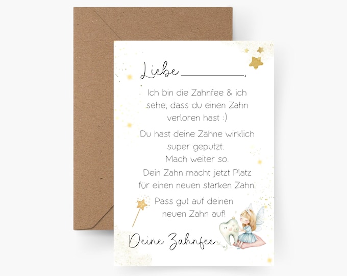 Zahnfee Brief | Zahnfee Urkunde | Post Zahnfee | Digitaler Download ...