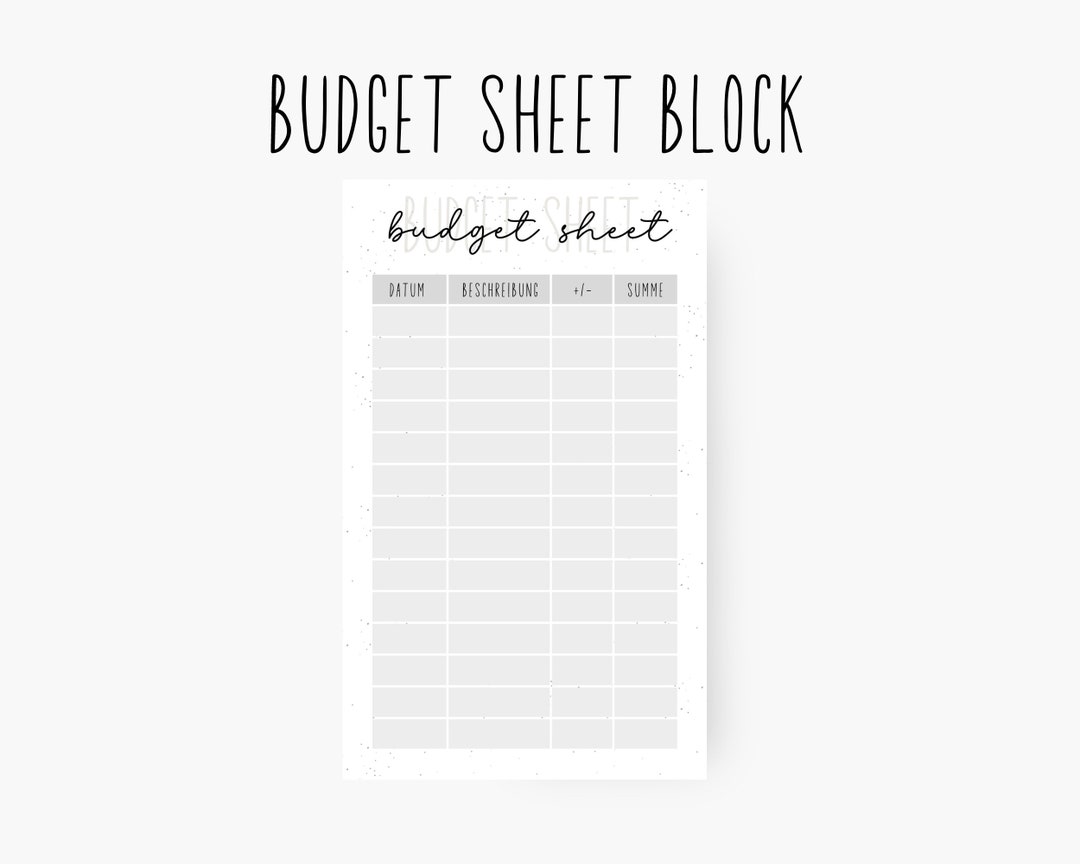 Budget Sheet Block, Budget Sheet, Budget Tracker, Printed on Both Sides ...