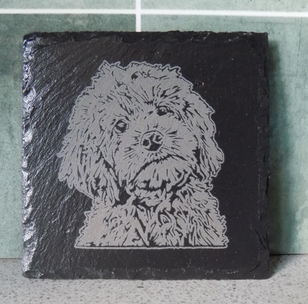 New Engraved "cockapoo" Welsh Slate Drinks Coaster - Functional and ...