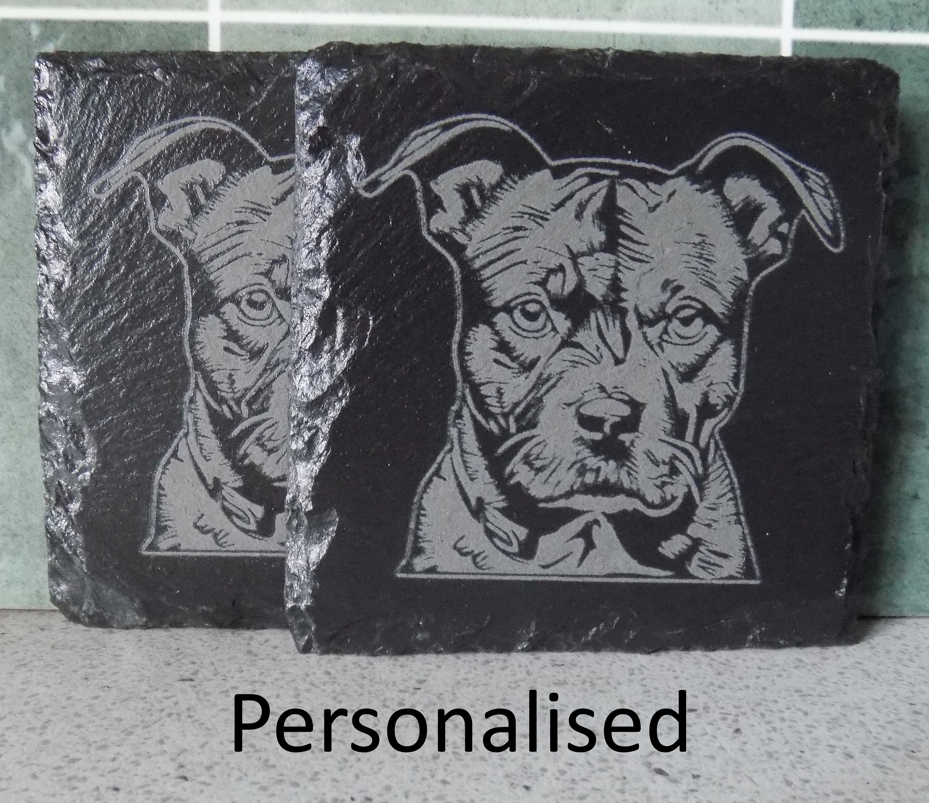 New Engraved "staffordshire BULL Terrier" Welsh Slate Drinks Coaster ...