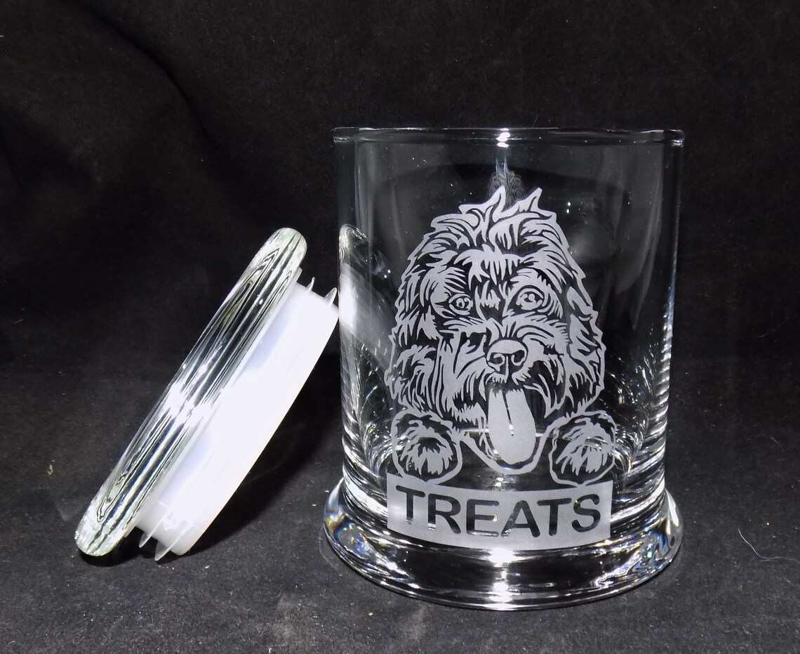 Small Treat Jar/storage With "cockapoo" Etching to the Front - Perfect ...