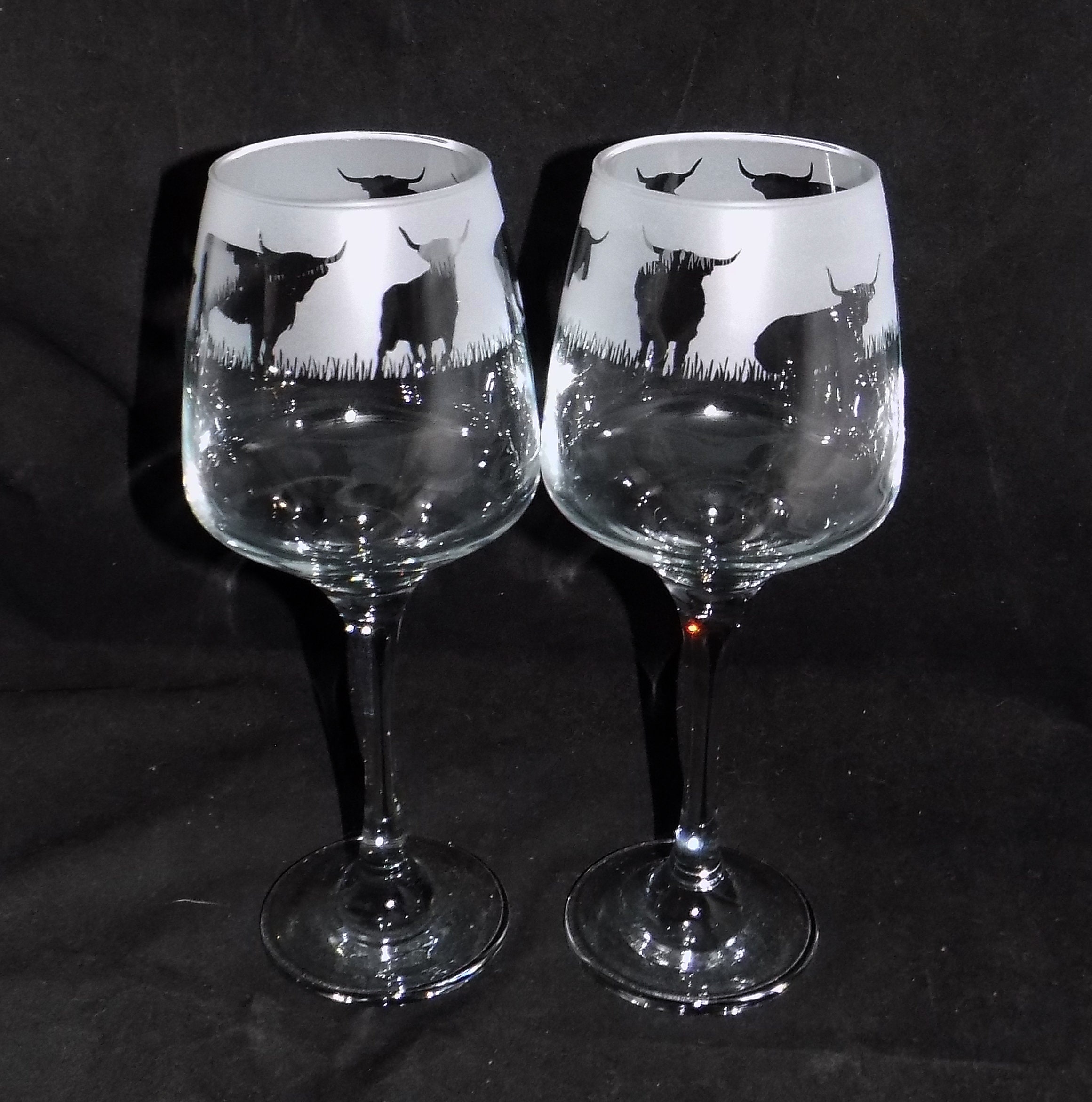 New Hand Etched Highland Cow Wine Glass With Free Etsy Uk