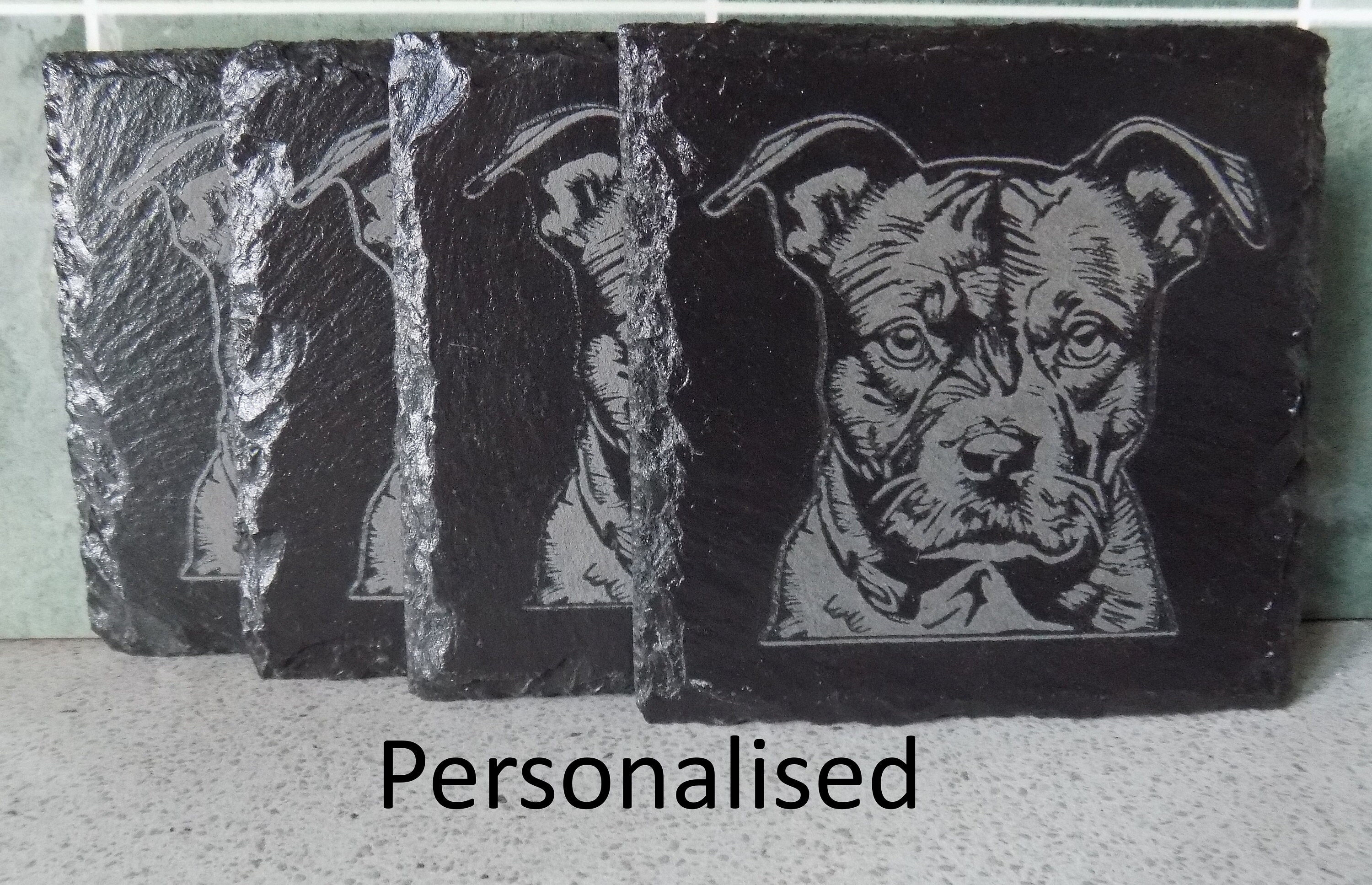 New Engraved "staffordshire BULL Terrier" Welsh Slate Drinks Coaster ...