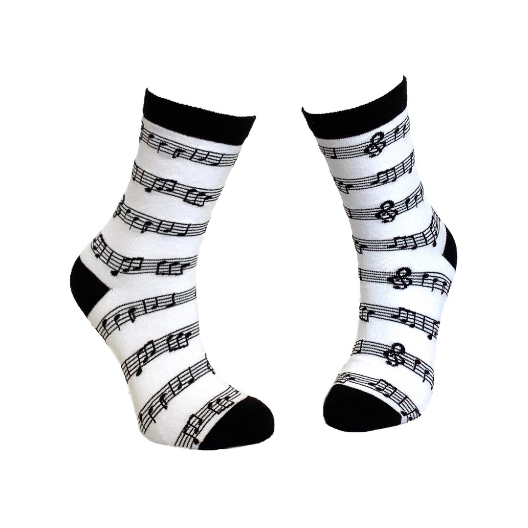 Music Notes Socks: Cotton Blend Musician Gift - Etsy