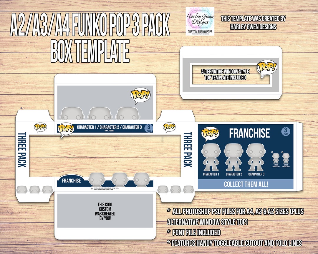 A4/A3/A2 Funko Pop 3 Pack Box Digital Template - Etsy