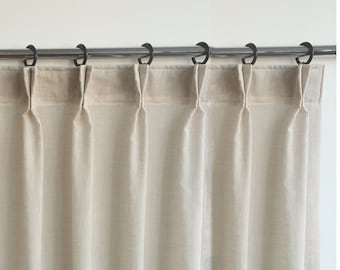 Extra Wide Double Pinch Pleated Faux Linen Curtains, 28 Colors, Custom ...