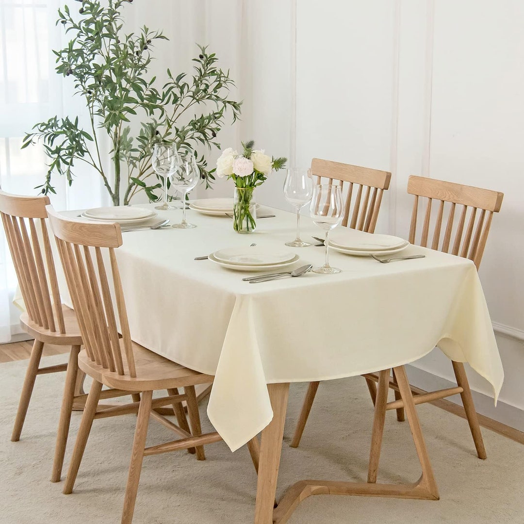 Linen Rectangle Tablecloth for Kitchen, Linen Table Cover, Wrinkle Free ...